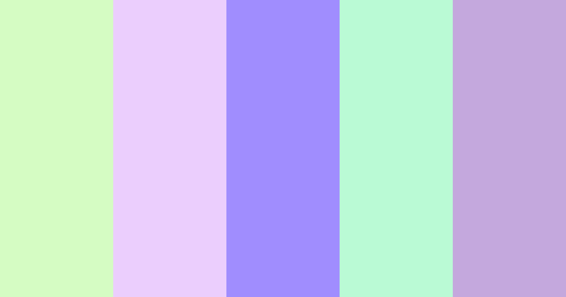 Color Palette generated based on #D5FCC3, #EBCEFD, #A08DFE, #BAFAD5 ...