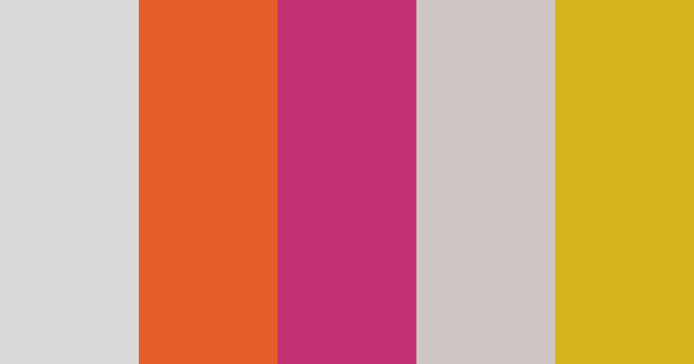 Color Palette generated based on #DADADA, #E35F27, #C33274, #CFC6C6 ...