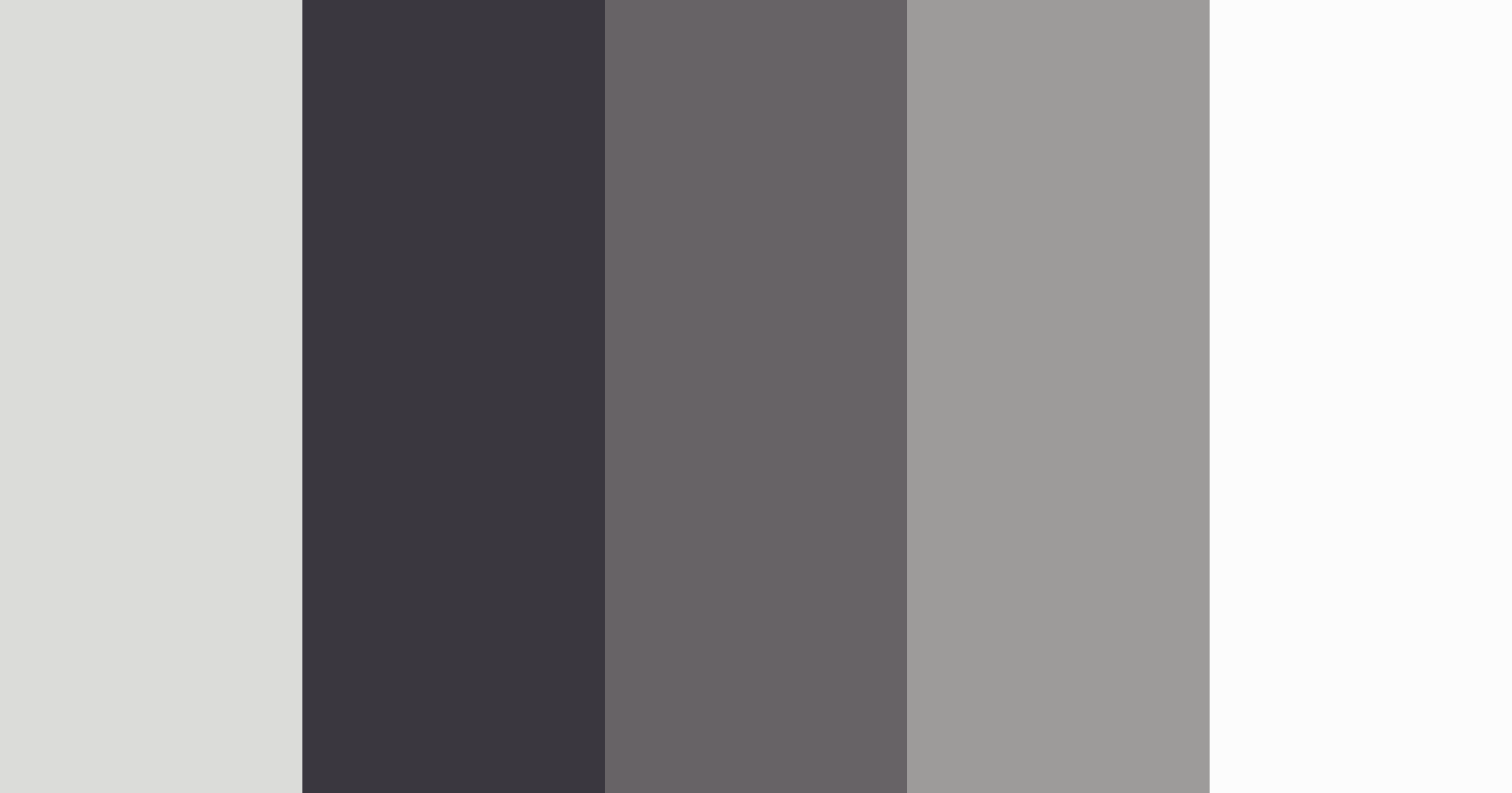 Color Palette generated based on #DBDCD9, #3A373F, #676366, #9D9B9A ...