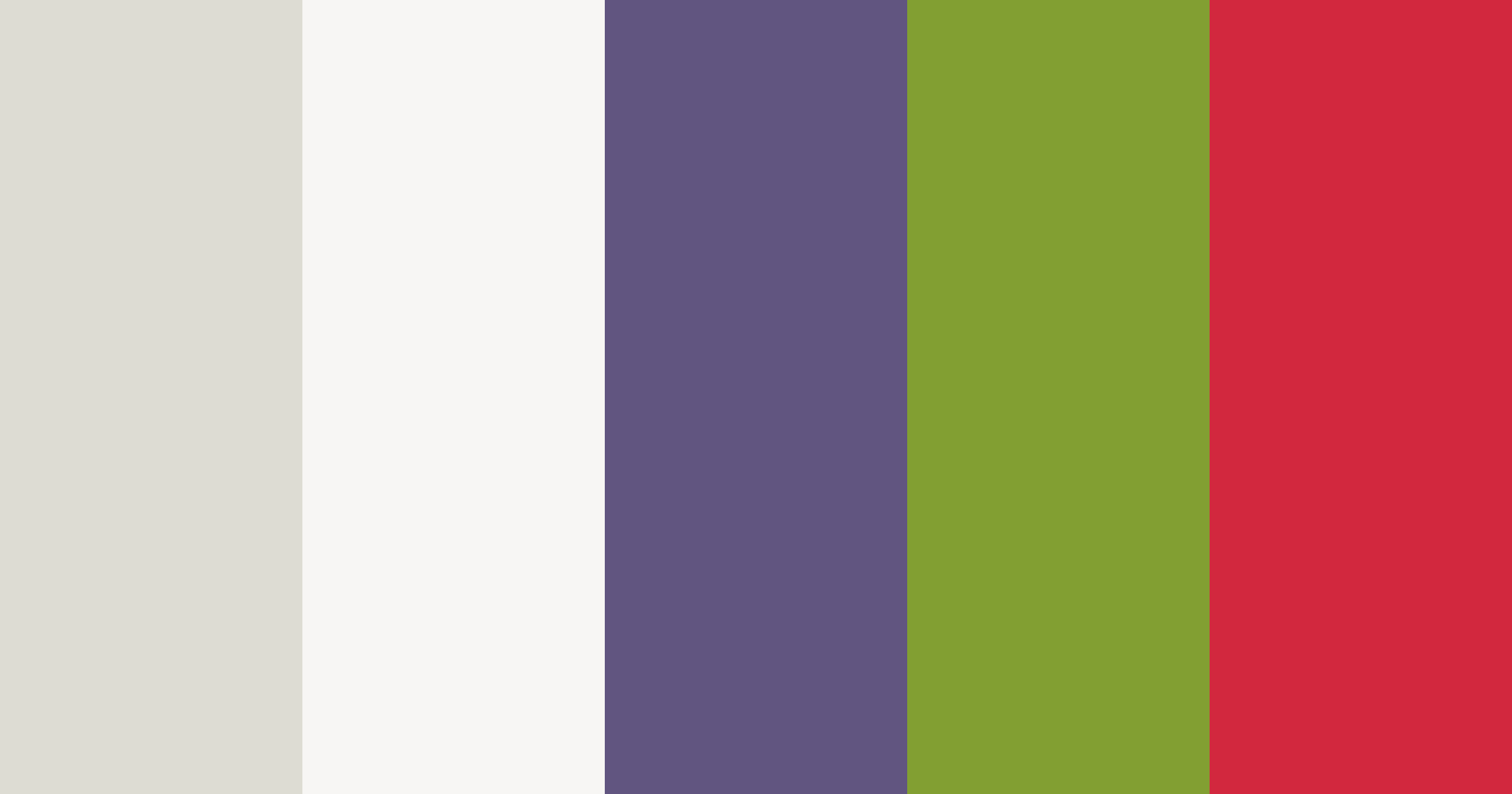 Color Palette generated based on #DDDCD3, #F7F6F4, #615580, #829F32 ...
