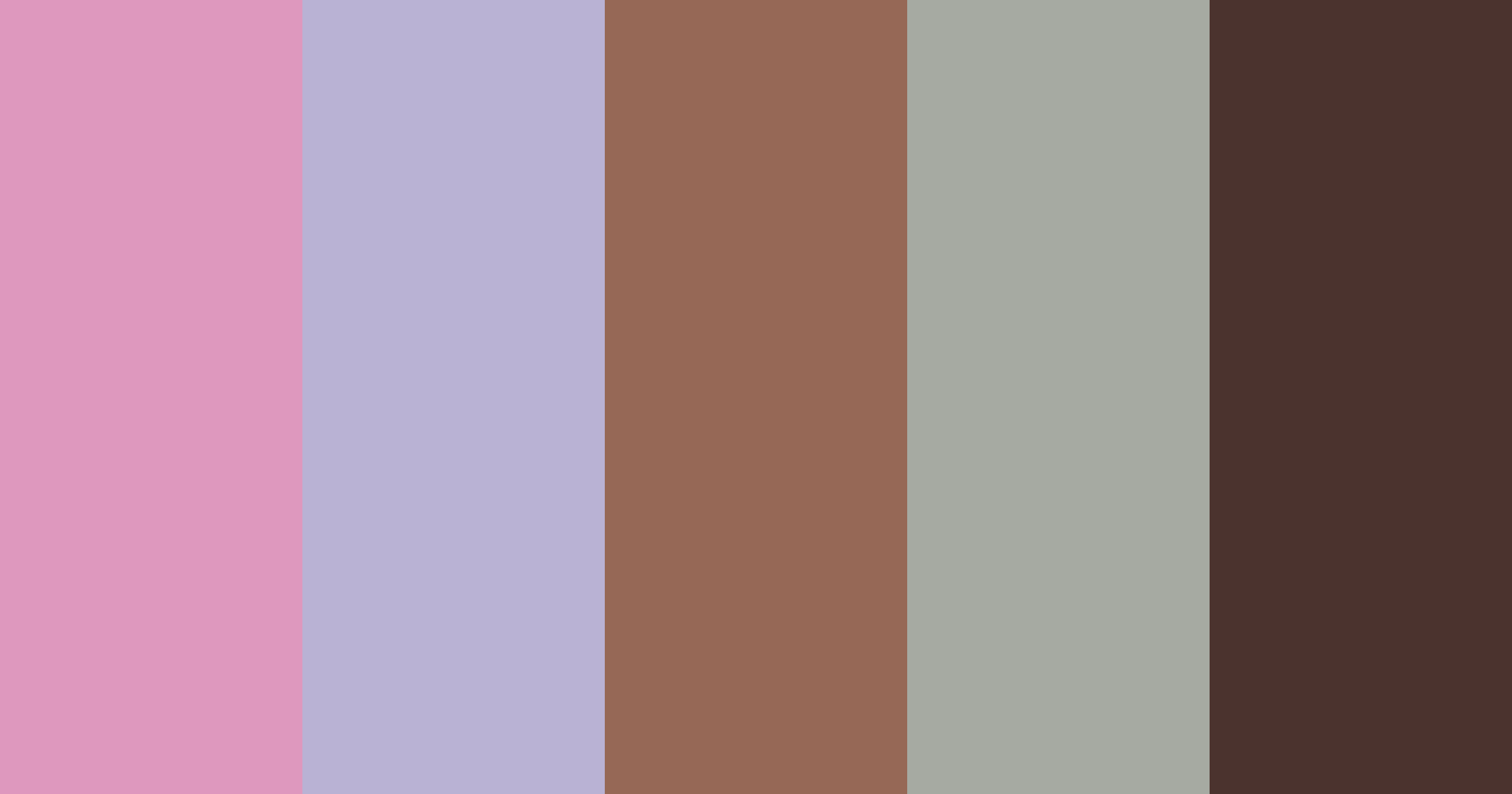 Color Palette generated based on #DE98BE, #B9B2D4, #966856, #A6AAA2 ...