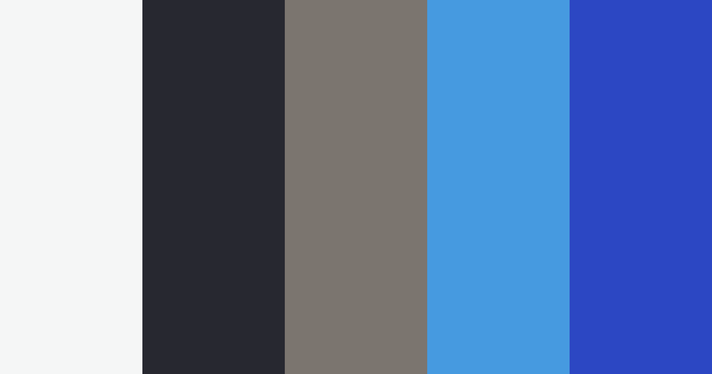 Color Palette generated based on #F5F6F6, #272830, #7B756F, #469AE0 ...