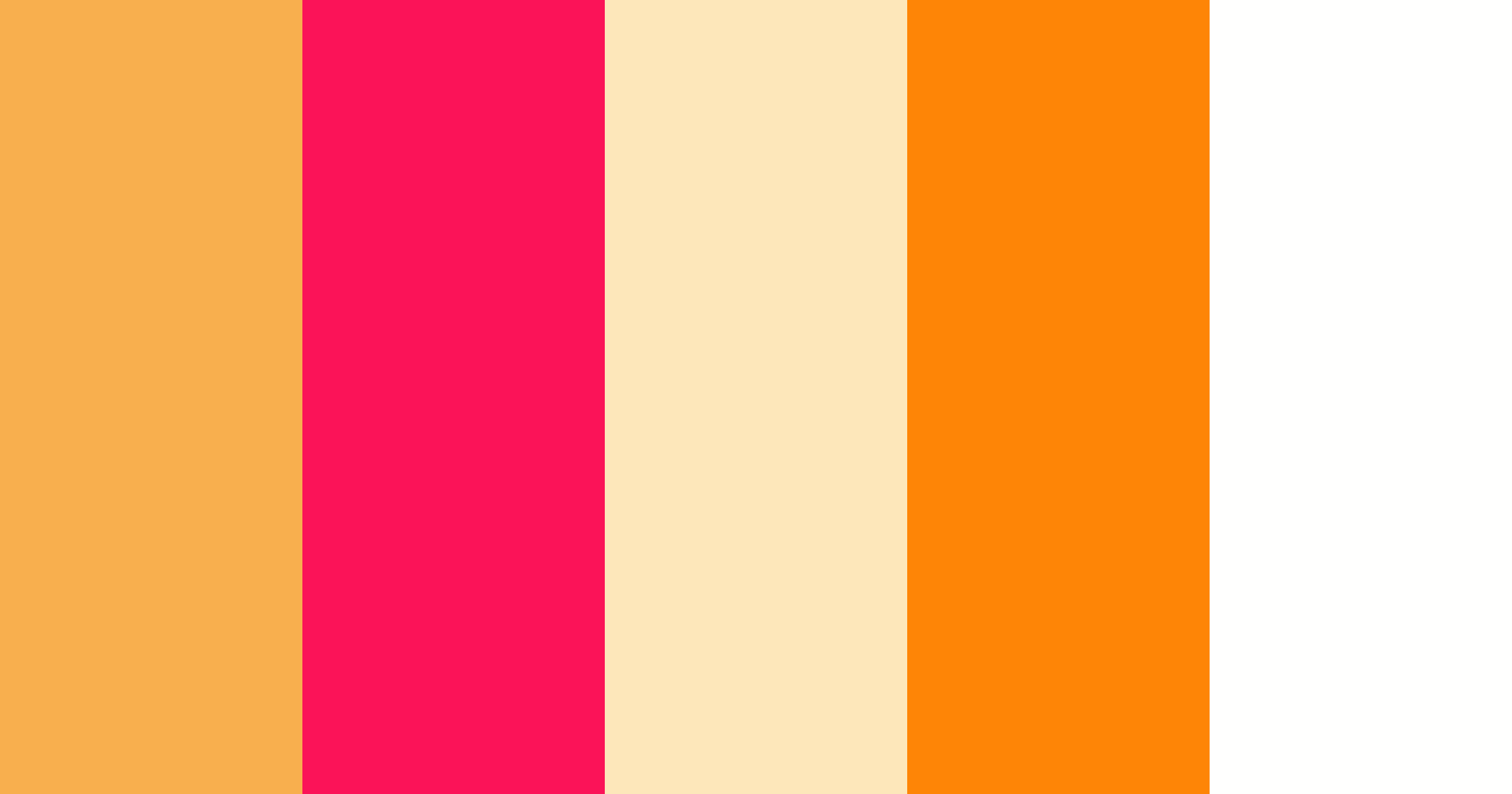 Color Palette generated based on #F8AF4E, #FB1358, #FDE7BA, #FE8506 ...
