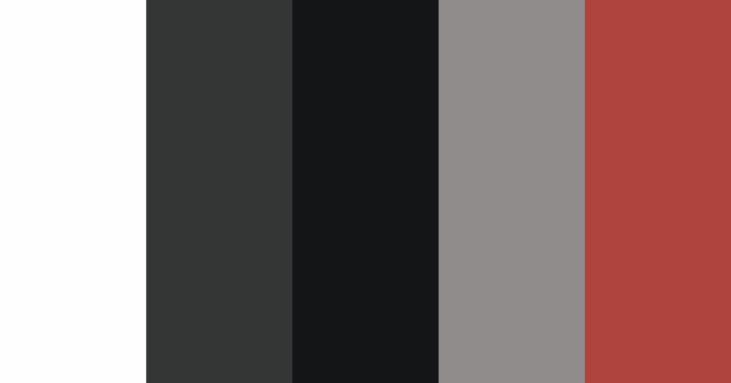 Color Palette generated based on #FEFEFE, #343636, #141516, #918C8C ...