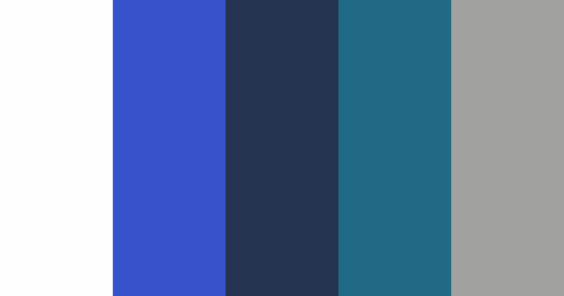 Color Palette generated based on #FEFEFE, #3753CC, #253250, #216A85 ...